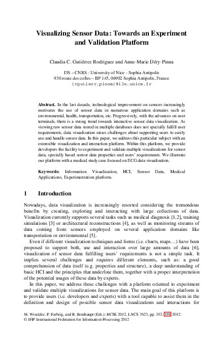 Pdf Visualizing Sensor Data Towards An Experiment And Validation