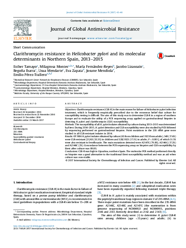 (PDF) Clarithromycin Resistance in Helicobacter pylori Strains Isolated ...
