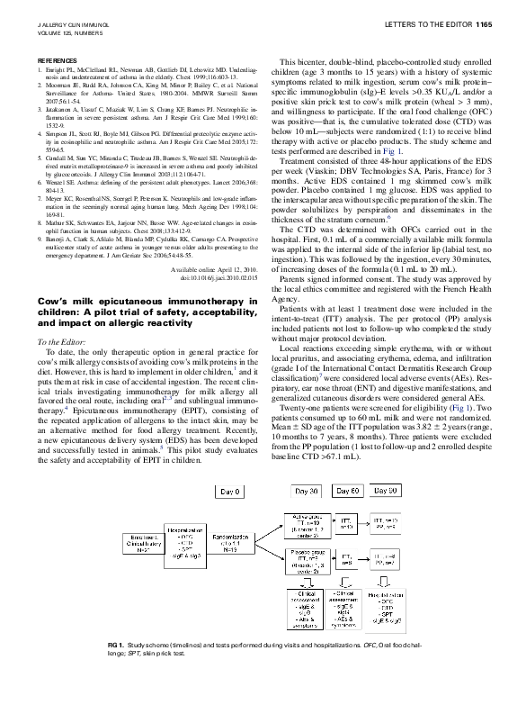 (PDF) Cow's milk epicutaneous immunotherapy in children: A pilot trial ...