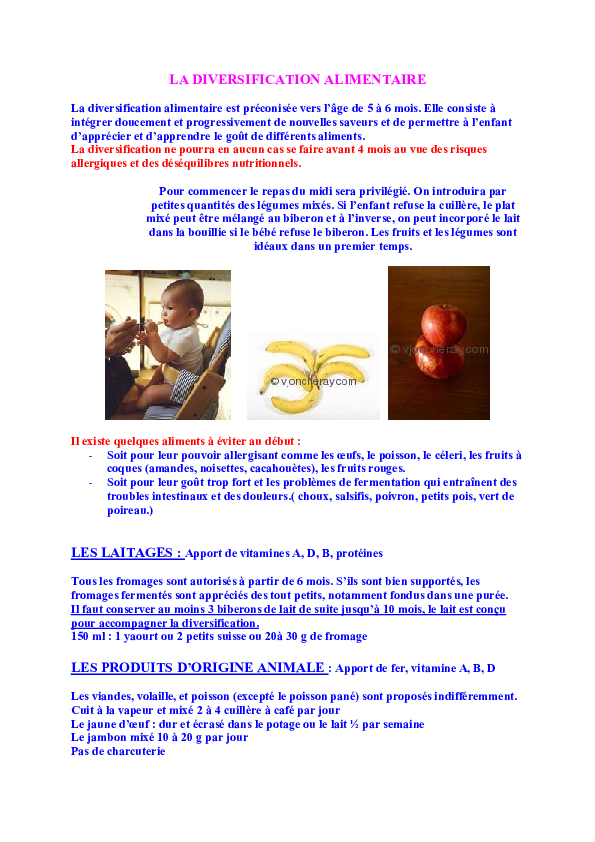 (PDF) La diversification alimentaire