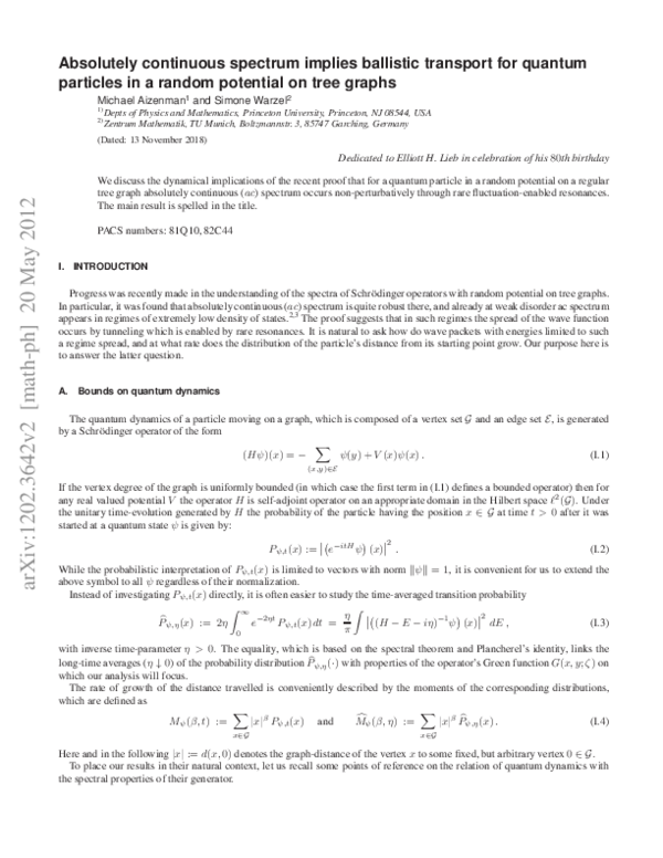(PDF) Absolutely continuous spectrum implies ballistic transport for ...