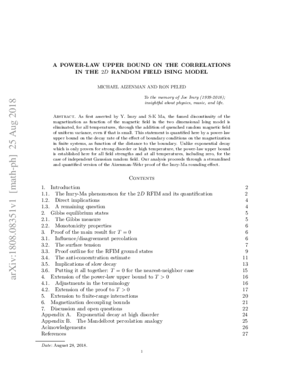 (PDF) A Power-Law Upper Bound on the Correlations in the 2D Random ...