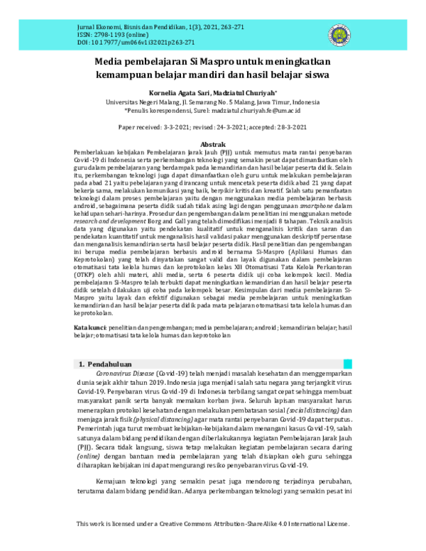 (PDF) Media pembelajaran Si Maspro untuk meningkatkan kemampuan belajar mandiri dan hasil ...