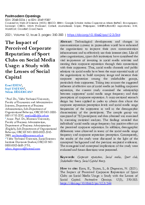 (PDF) The Impact of Perceived Corporate Reputation of Sport Clubs on ...