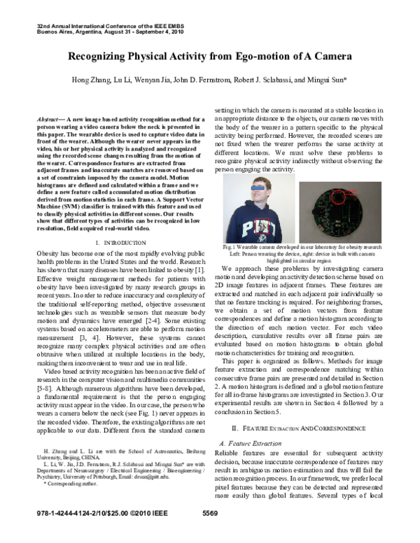 (PDF) Recognizing physical activity from ego-motion of a camera