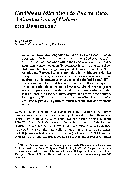(PDF) Caribbean Migration to Puerto Rico: A Comparison of Cubans and ...