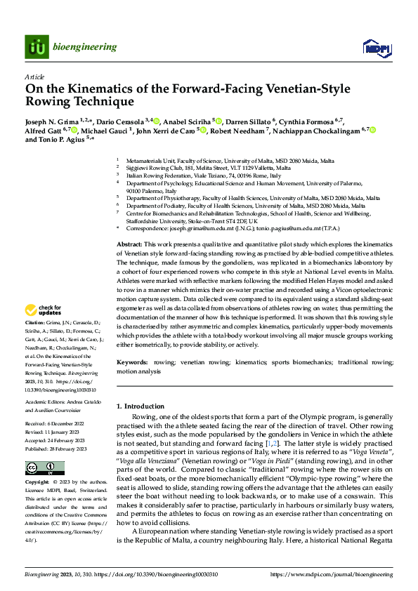 (PDF) On the Kinematics of the Forward-Facing Venetian-Style Rowing ...