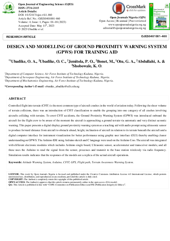 (PDF) DESIGN AND MODELLING OF GROUND PROXIMITY WARNING SYSTEM (GPWS ...