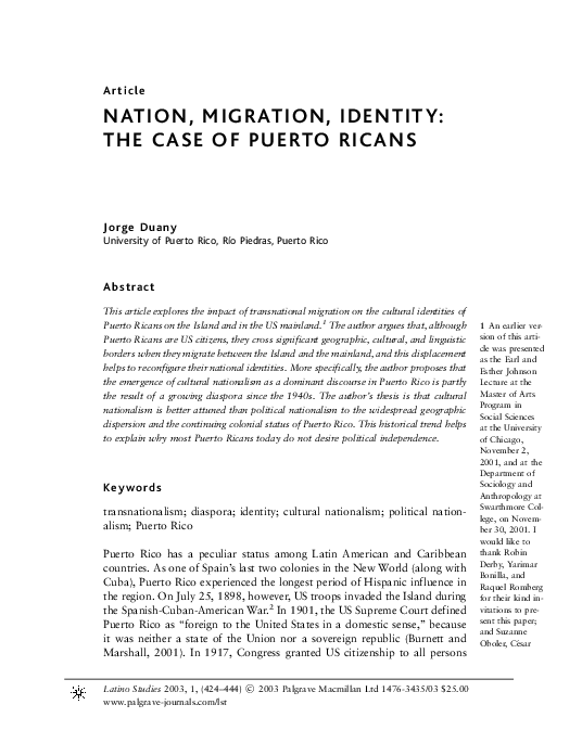 (PDF) Nation, Migration, Identity: The Case of Puerto Ricans