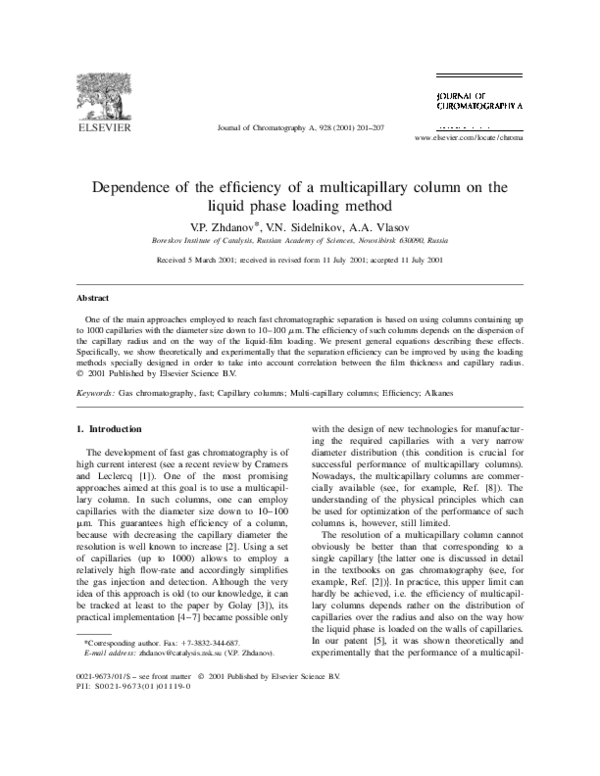 (PDF) Dependence of the efficiency of a multicapillary column on the ...
