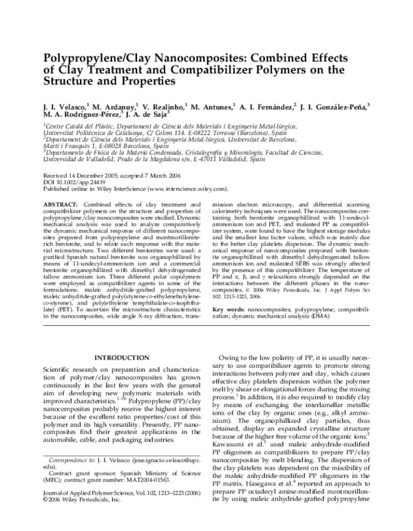 (PDF) Polypropylene/clay nanocomposites: Combined effects of clay ...