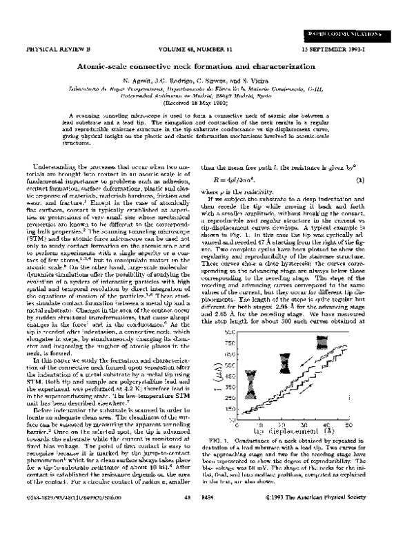 (PDF) Atomic-scale connective neck formation and characterization