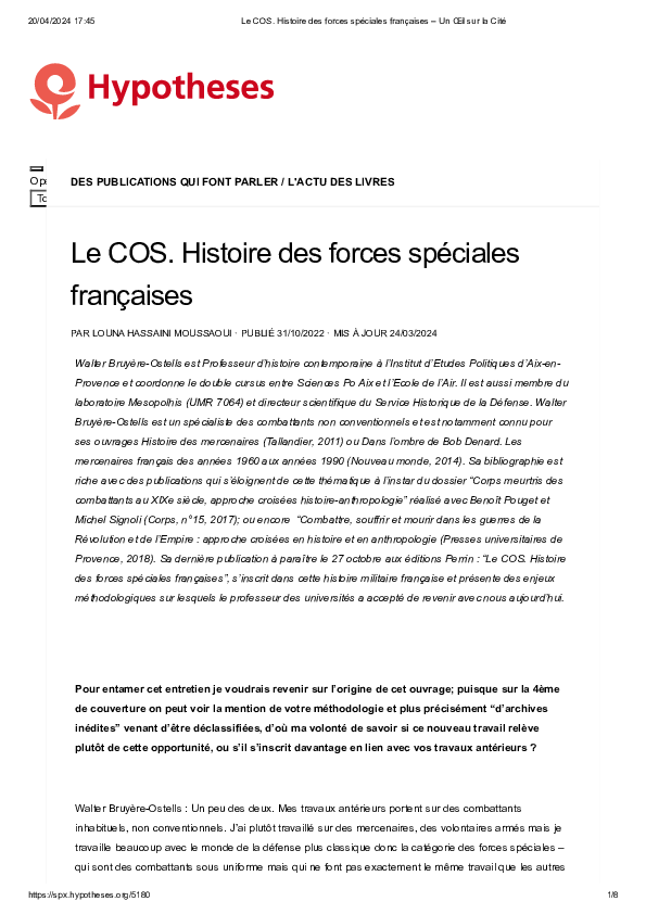 (PDF) Le COS. Histoire des forces spéciales françaises