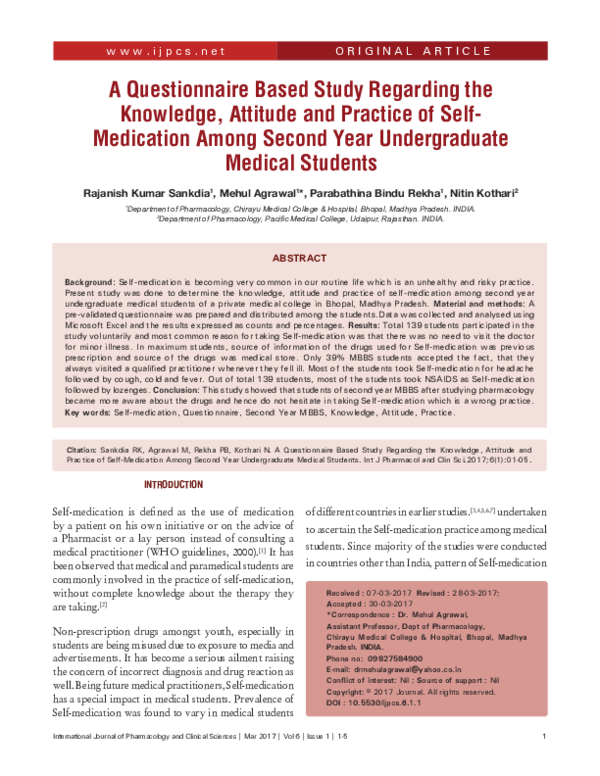 (PDF) A Questionnaire Based Study Regarding the Knowledge, Attitude and ...