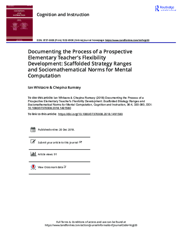 (PDF) Documenting the Process of a Prospective Elementary Teacher’s Flexibility Development ...