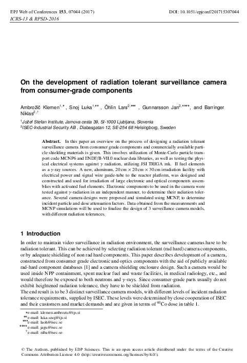 (PDF) On the development of radiation tolerant surveillance camera from ...