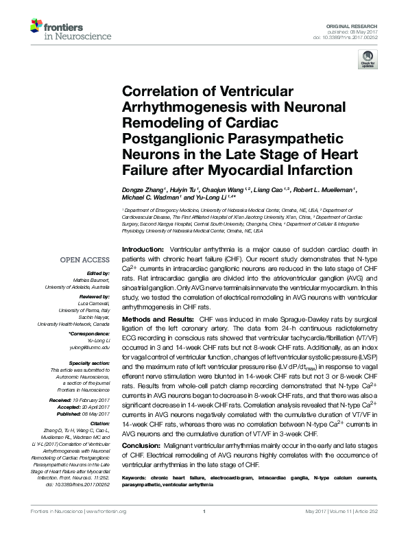 (PDF) Correlation of Ventricular Arrhythmogenesis with Neuronal ...