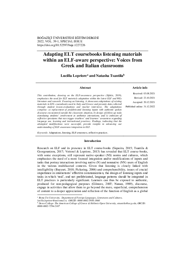 (PDF) Adapting ELT coursebooks listening materials within an ELF-aware ...