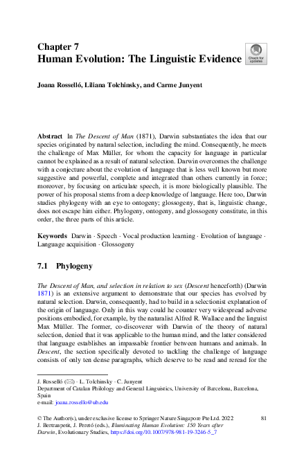 (PDF) Human Evolution: The Linguistic Evidence