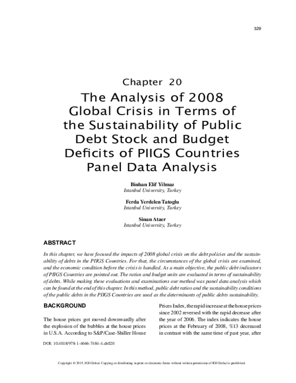(PDF) The Analysis of 2008 Global Crisis in Terms of the Sustainability ...