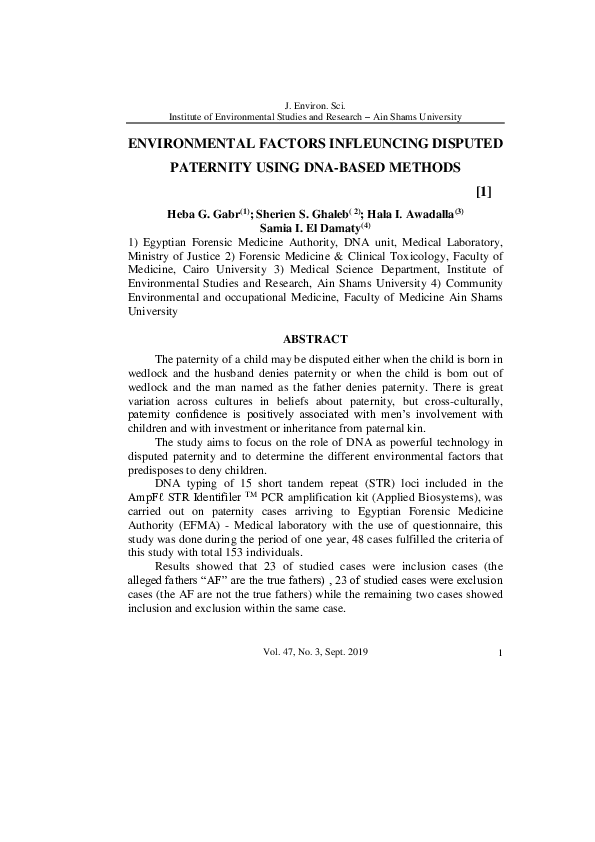 (PDF) Environmental Factors Infleuncing Disputed Paternity Using Dna ...