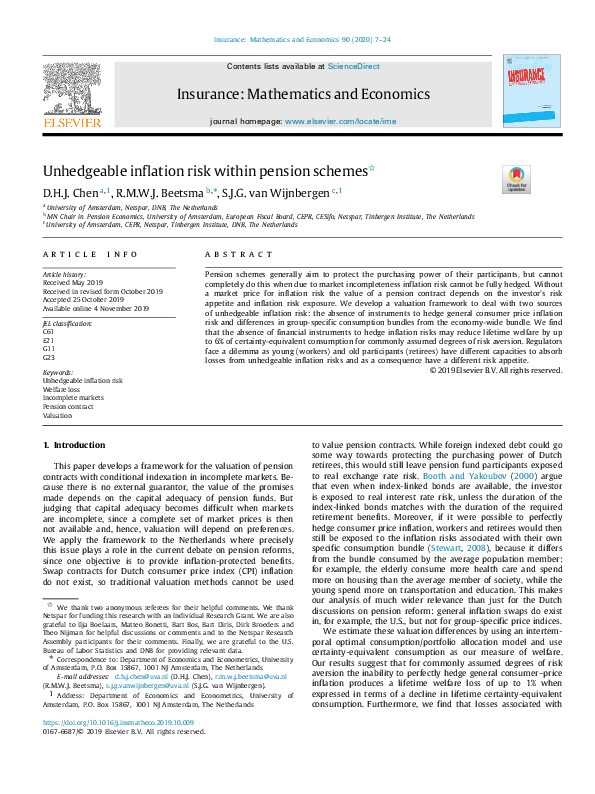 (PDF) Unhedgeable inflation risk within pension schemes | Roel Beetsma ...