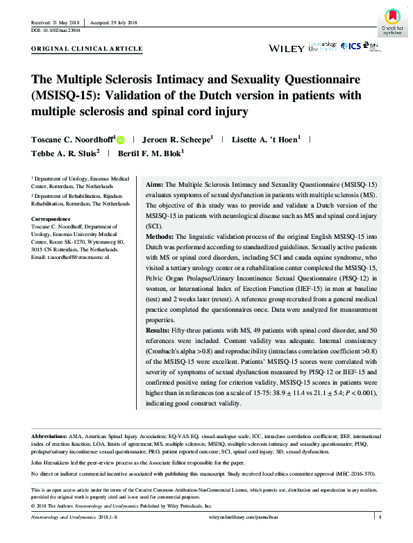 (PDF) The Multiple Sclerosis Intimacy and Sexuality Questionnaire ...