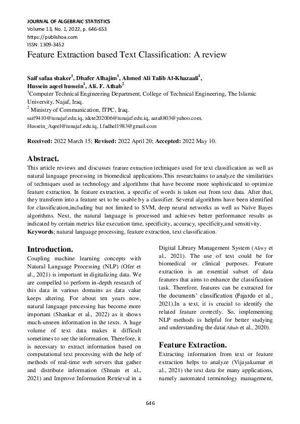 Pdf Feature Extraction Based Text Classification A Review