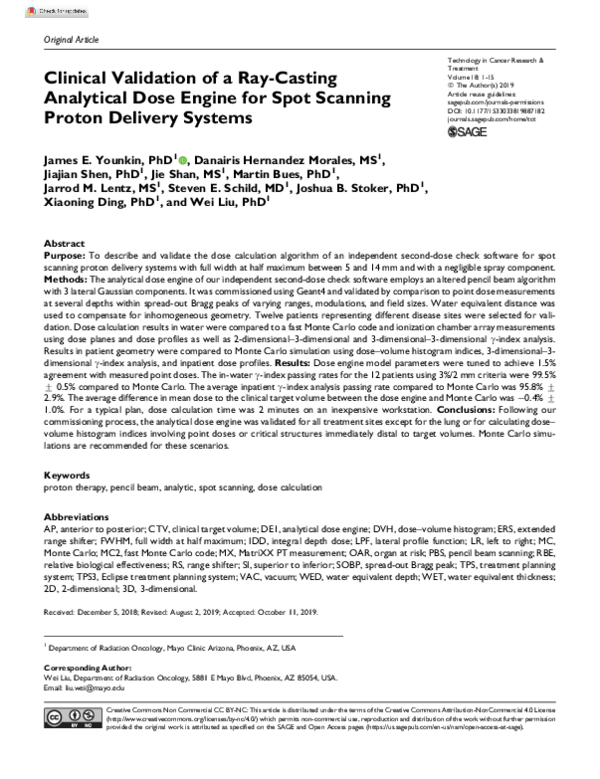 (PDF) Clinical Validation of a Ray-Casting Analytical Dose Engine for ...