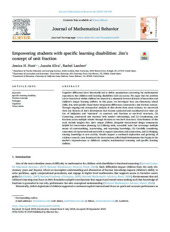 (PDF) Empowering students with specific learning disabilities: Jim’s concept of unit fraction