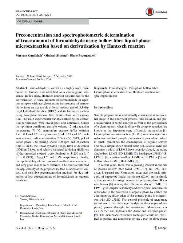 (PDF) Preconcentration and spectrophotometric determination of trace ...