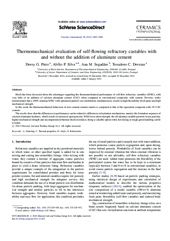 (PDF) Thermomechanical evaluation of self-flowing refractory castables ...