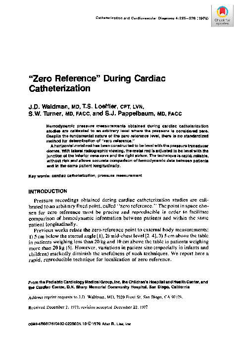 (PDF) “Zero Reference” During Cardiac Catheterization