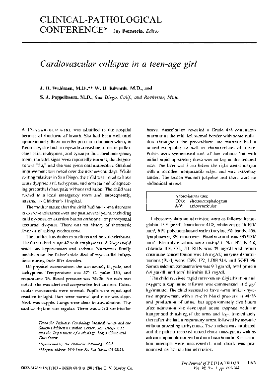 (PDF) Cardiovascular collapse in a teen-age girl