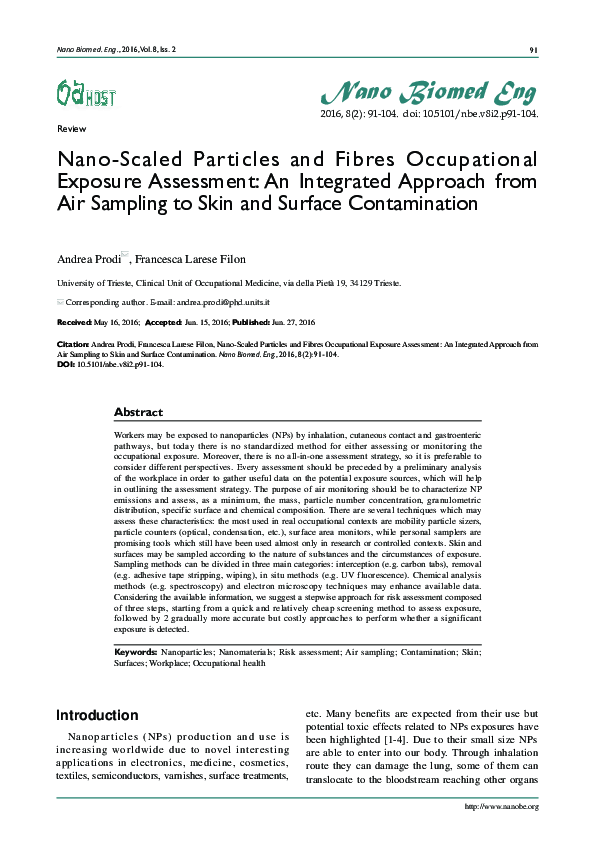 (PDF) Nano-Scaled Particles and Fibres Occupational Exposure Assessment ...