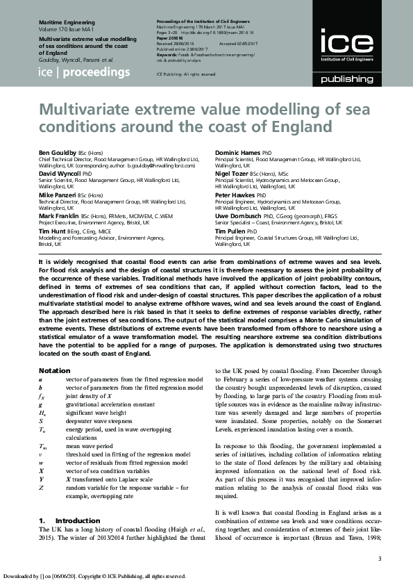 (PDF) Multivariate extreme value modelling of sea conditions around the coast of England