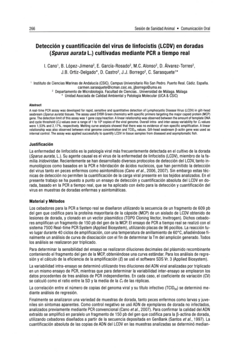 (PDF) Detección y cuantificación del virus linfocistis (LCDV) en ...