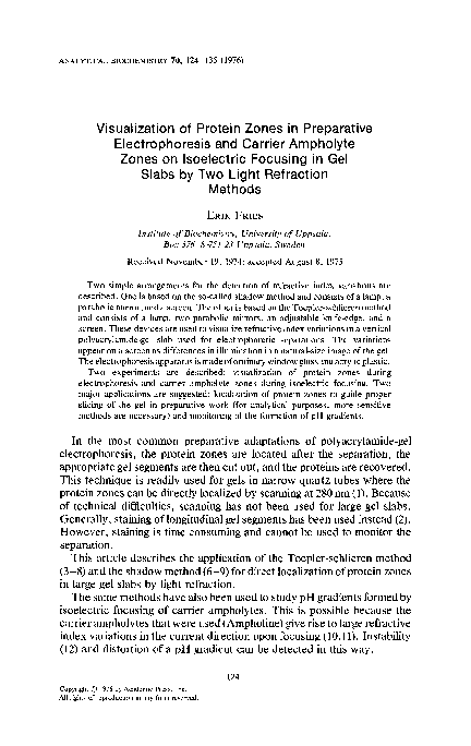 (PDF) Visualization of protein zones in preparative electrophoresis and ...