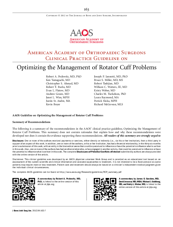 (PDF) American Academy of Orthopaedic Surgeons Clinical Practice Guideline on Treatment of ...