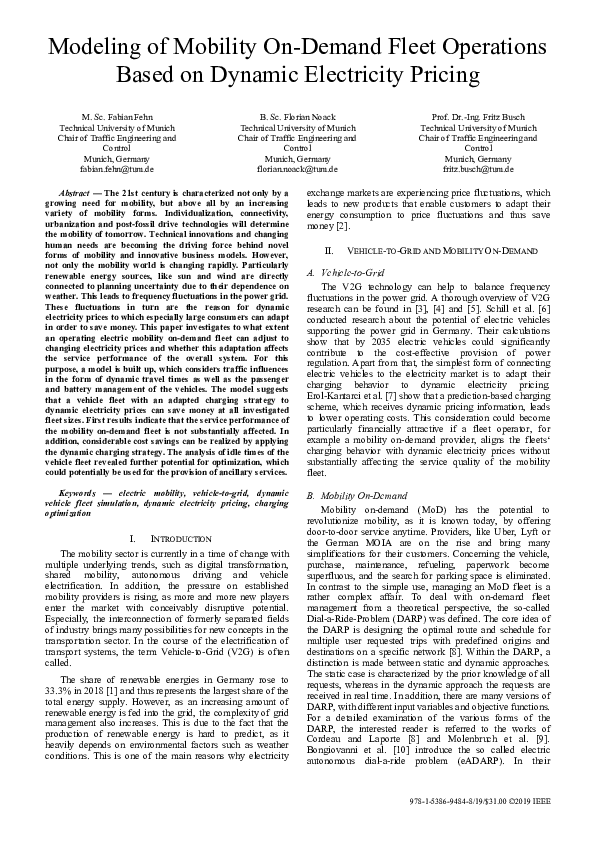 (PDF) Modeling of Mobility On-Demand Fleet Operations Based on Dynamic ...