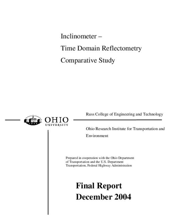 (PDF) Inclinometer-time Domain Reflectometry Comparative Study: Final Report