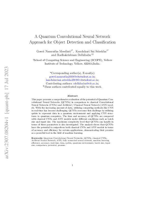 (PDF) A Quantum Convolutional Neural Network Approach for Object Detection and Classification