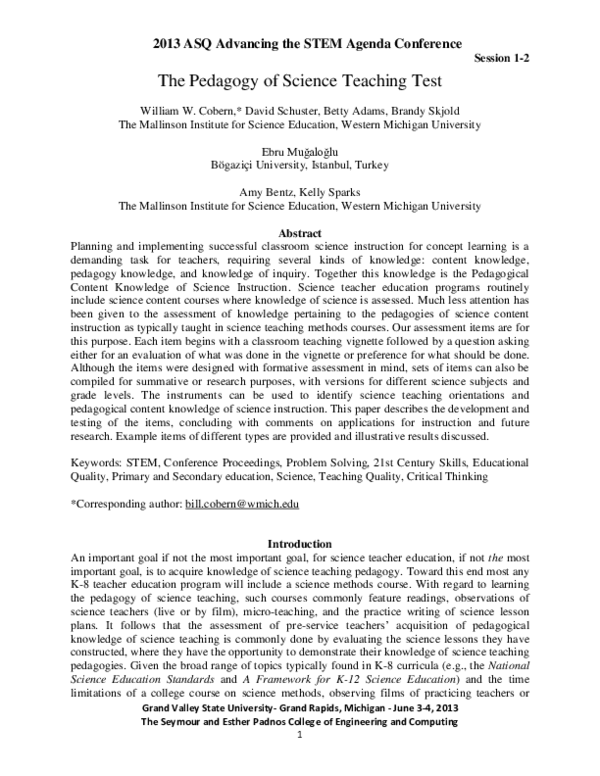 (PDF) The Pedagogy of Science Teaching Test