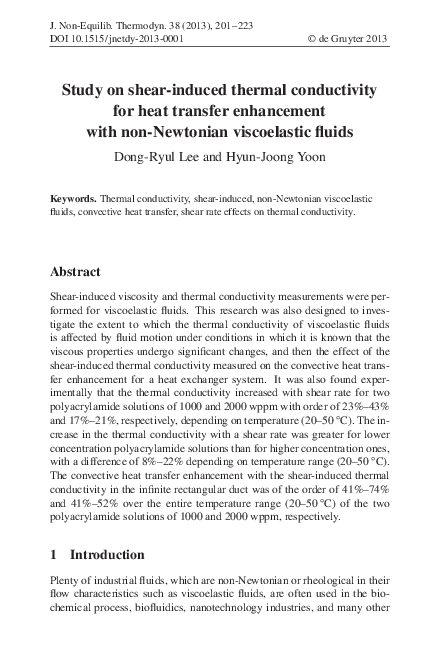 (PDF) Study on shear-induced thermal conductivity for heat transfer enhancement with non ...