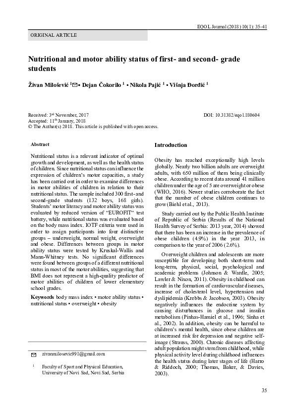 (PDF) Nutritional and motor ability status of first- and second- grade ...