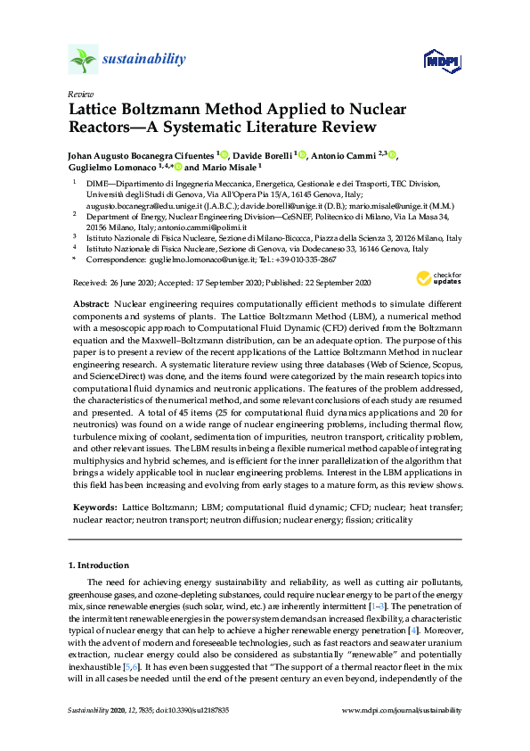 (PDF) Lattice Boltzmann Method Applied to Nuclear Reactors—A Systematic Literature Review