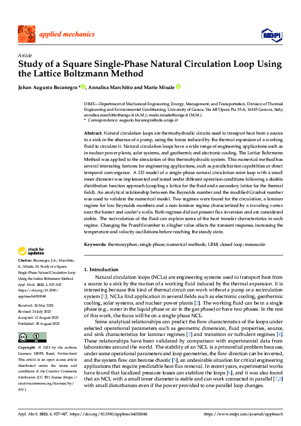 (PDF) Study of a Square Single-Phase Natural Circulation Loop Using the ...