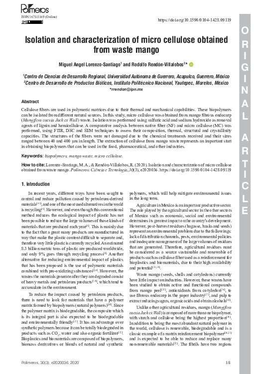 (PDF) Isolation and characterization of micro cellulose obtained from ...