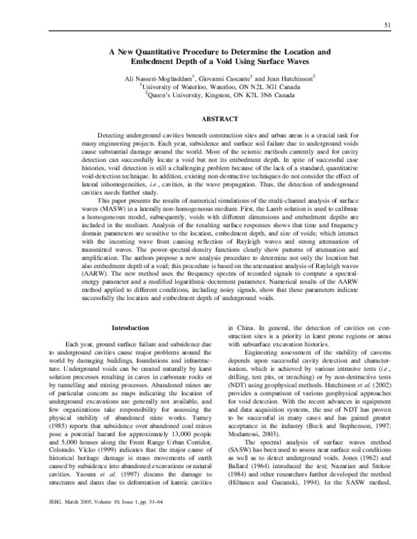 (PDF) A New Quantitative Procedure to Determine the Location and Embedment Depth of a Void Using ...