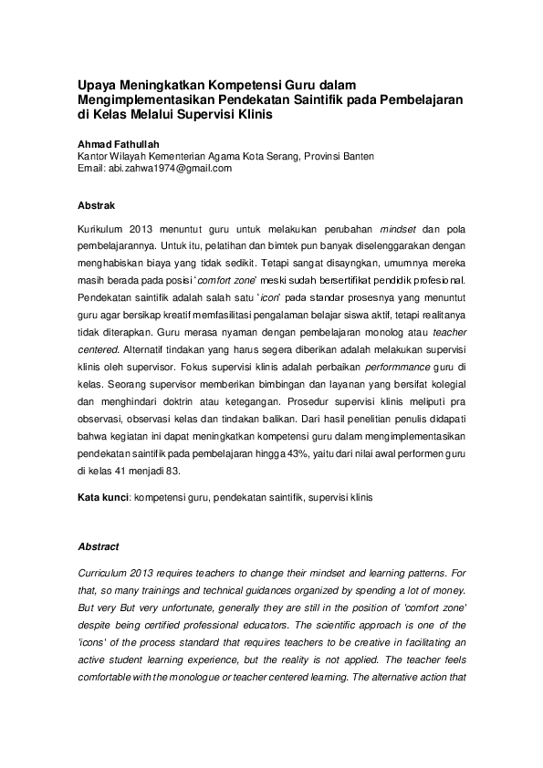 (PDF) Upaya Peningkatan Kompetensi Guru dalam Mengimplementasikan Pendekatan Saintifik pada ...